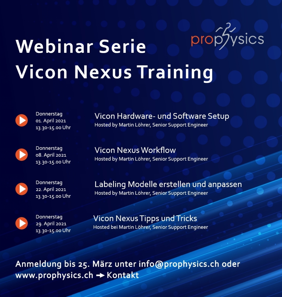 Prophysics AG - prophysics webinar series about Vicon Nexus Software - Prophysics AG